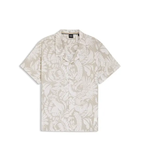 BOSS Regular-fit Shirt With All-over Print - Light Beige