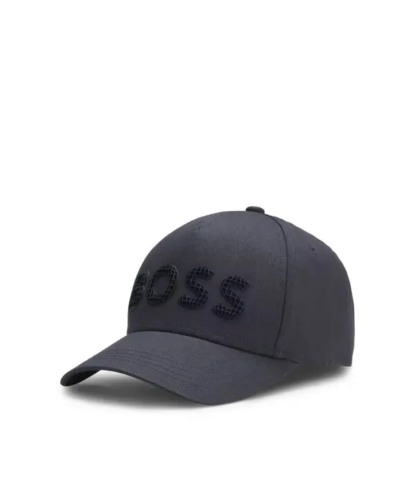 BOSS Structured-logo Cap In Cotton Twill - Dark Blue