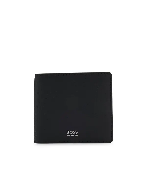 BOSS Billfold Wallet With Silver-tone Logo And Coin Pocket - Black
