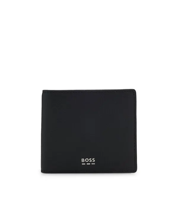 BOSS Billfold Wallet With Silver-tone Logo Lettering - Black