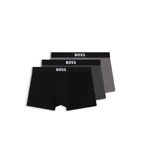 BOSS Three-pack Of Stretch-cotton Trunks With Logos - Light Beige