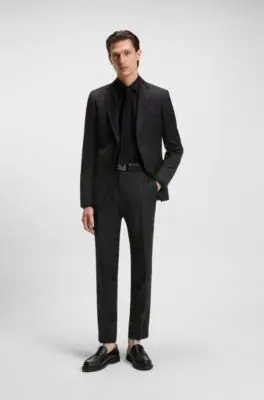 BOSS Slim-fit Virgin Wool Serge Pants - Black
