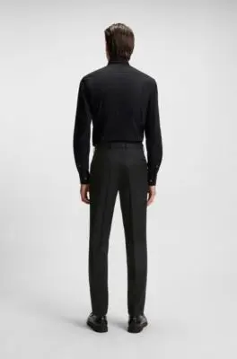 BOSS Slim-fit Virgin Wool Serge Pants - Black