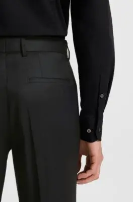 BOSS Slim-fit Virgin Wool Serge Pants - Black