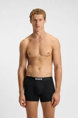 BOSS Three-pack Of Stretch-cotton Boxer Briefs - Black