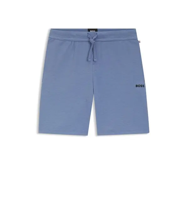 BOSS Cotton-blend Pajama Shorts With Embroidered Logo - Light Blue