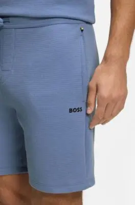 BOSS Cotton-blend Pajama Shorts With Embroidered Logo - Light Blue