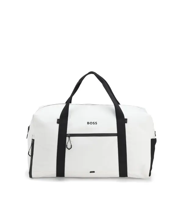 BOSS Faux-leather Holdall With Reflective Zips - White