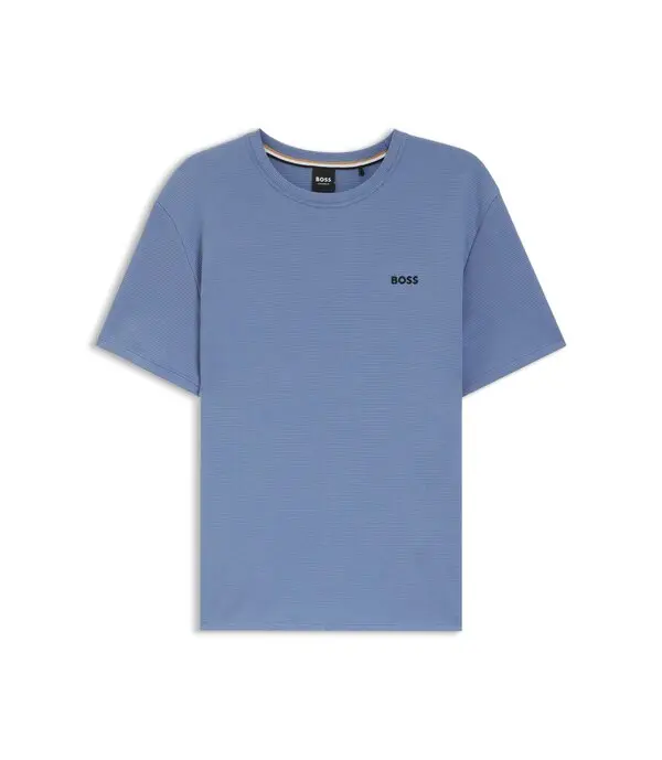 BOSS Cotton-blend Pajama T-shirt With Embroidered Logo - Light Blue