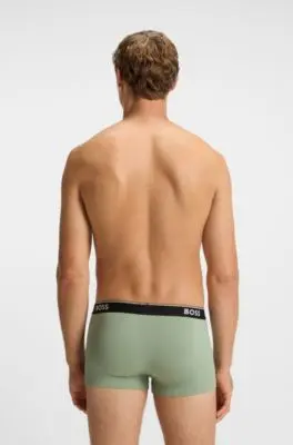 BOSS Three-pack Of Cotton Trunks With Logo Waistband - Patterned