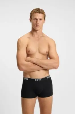 BOSS Three-pack Of Cotton Trunks With Logo Waistband - Patterned