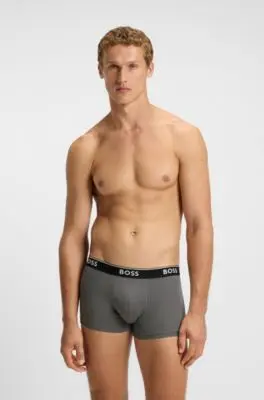 BOSS Three-pack Of Cotton Trunks With Logo Waistband - Patterned