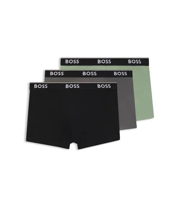 BOSS Three-pack Of Cotton Trunks With Logo Waistband - Patterned