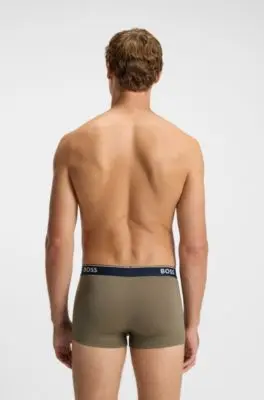 BOSS Three-pack Of Stretch-cotton Trunks With Logo Waistbands - Patterned