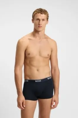 BOSS Three-pack Of Stretch-cotton Trunks With Logo Waistbands - Patterned