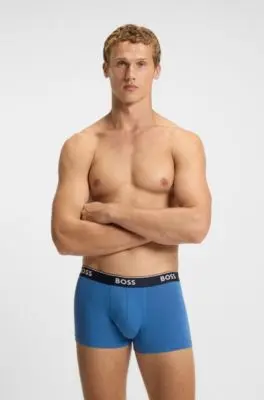 BOSS Three-pack Of Stretch-cotton Trunks With Logo Waistbands - Patterned