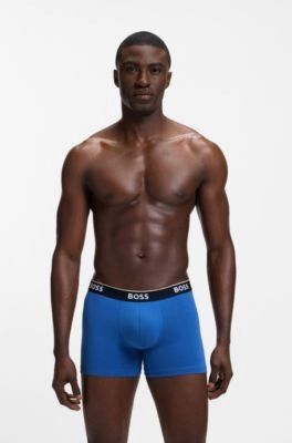 BOSS Three-pack Of Stretch-cotton Boxer Briefs With Logo Waistband