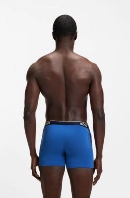 BOSS Three-pack Of Stretch-cotton Boxer Briefs With Logo Waistband