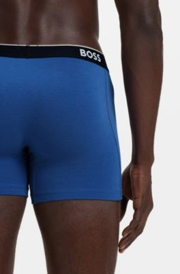 BOSS Three-pack Of Stretch-cotton Boxer Briefs With Logo Waistband