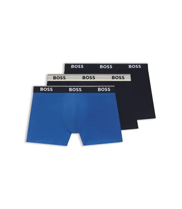 BOSS Three-pack Of Logo-waistband Boxer Briefs - Light Blue