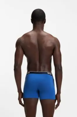 BOSS Three-pack Of Logo-waistband Boxer Briefs - Light Blue