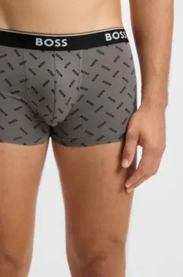 BOSS Three-pack Of Trunks With Logo Waistbands - Light Grey