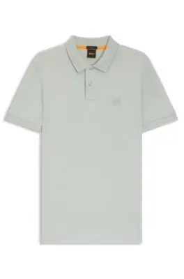 BOSS Stretch-cotton Slim-fit Polo Shirt With Logo Patch - Silver