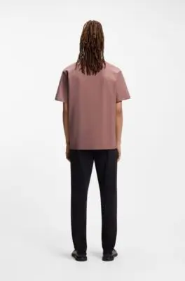 Hugo Relaxed-fit T-shirt With Centered Logo Detail - Light Brown