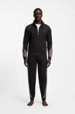 BOSS Contrast-piping Tracksuit Bottoms In A Cotton Blend