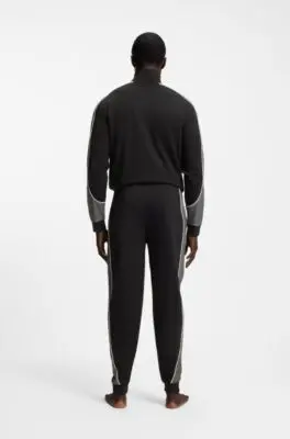 BOSS Contrast-piping Tracksuit Bottoms In A Cotton Blend