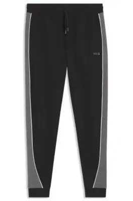 BOSS Contrast-piping Tracksuit Bottoms In A Cotton Blend