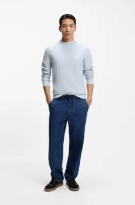 BOSS Cotton Piqué Sweater With Logo Patch - Light Grey