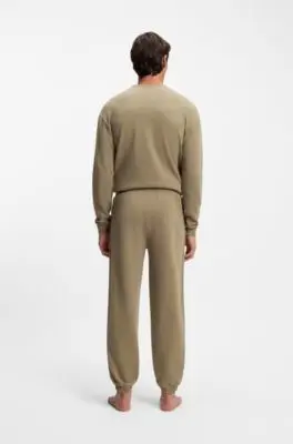 BOSS Embroidered-logo Tracksuit Bottoms In Cotton Terry - Light Brown