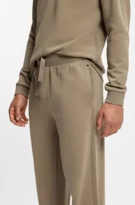 BOSS Embroidered-logo Tracksuit Bottoms In Cotton Terry - Light Brown