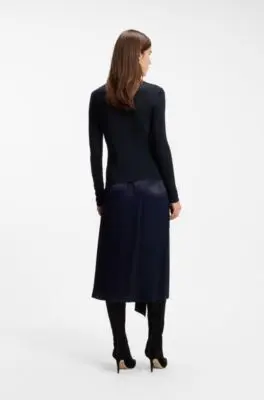 BOSS Jersey Top With High Neckline - Dark Blue