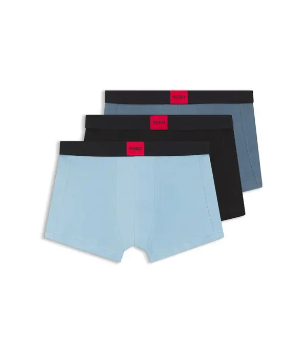 Hugo Three-pack Of Stretch-cotton Trunks - Patterned