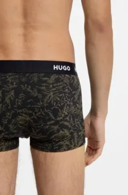 Hugo Three-pack Of Stretch-cotton Trunks With Logo Waistband