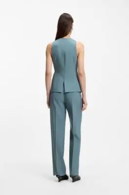 BOSS Slim-fit Virgin Wool Waistcoat - Blue
