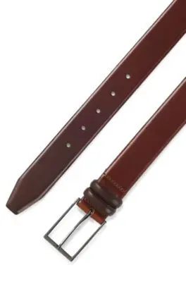 BOSS Vegetable-tanned Leather Belt With Gunmetal Hardware - Brown