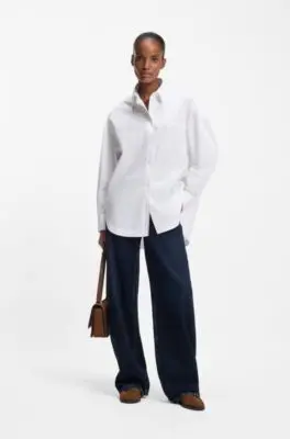 BOSS Oversized-fit Blouse In Organza And Poplin