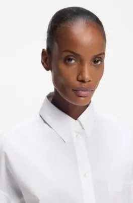 BOSS Oversized-fit Blouse In Organza And Poplin