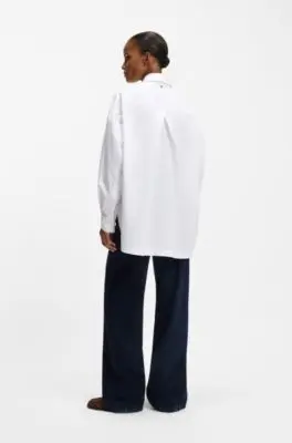 BOSS Oversized-fit Blouse In Organza And Poplin