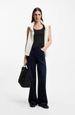 BOSS Racer-back Tank Top In Stretch Cotton