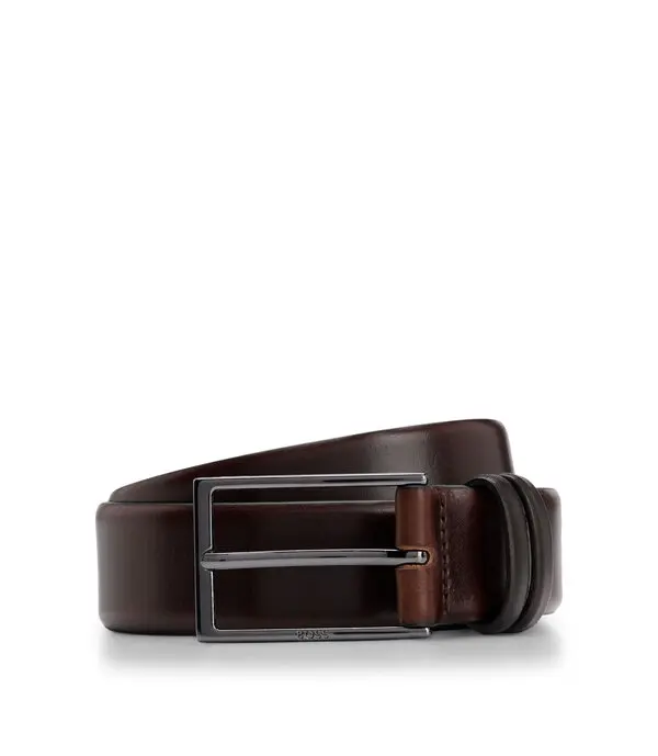 BOSS Leather Belt With Pin Buckle - Dark Brown