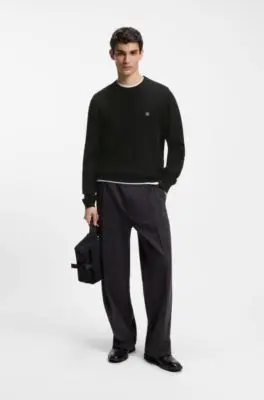 Hugo Knitted Sweater With Stacked Logo - Black