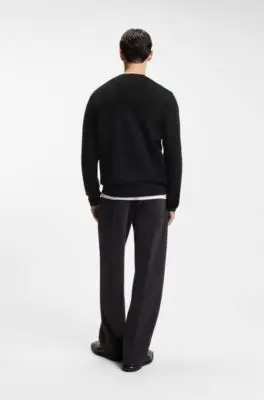 Hugo Knitted Sweater With Stacked Logo - Black