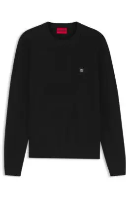 Hugo Knitted Sweater With Stacked Logo - Black