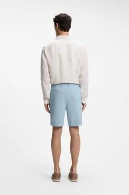 BOSS Modern-fit Stretch-cotton Twill Shorts - Light Blue