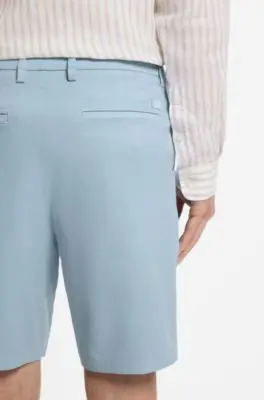 BOSS Modern-fit Stretch-cotton Twill Shorts - Light Blue