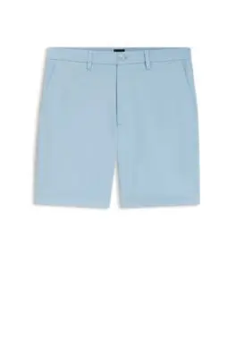 BOSS Modern-fit Stretch-cotton Twill Shorts - Light Blue